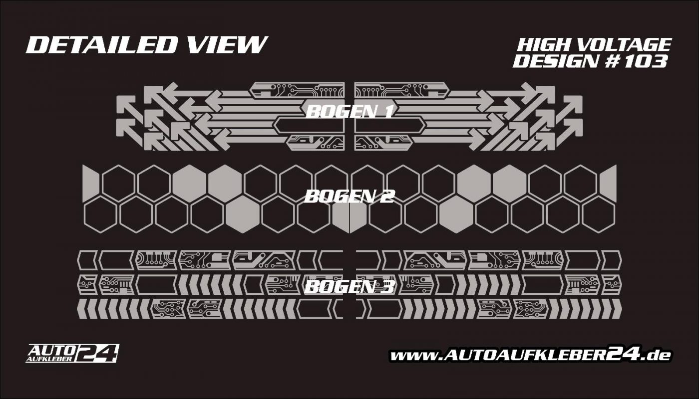HIGH VOLTAGE DESIGN - Elektro Auto Design - Aufkleber SET #103