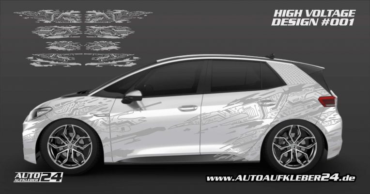 HIGH VOLTAGE DESIGN - Elektro Auto Design - Aufkleber SET #001