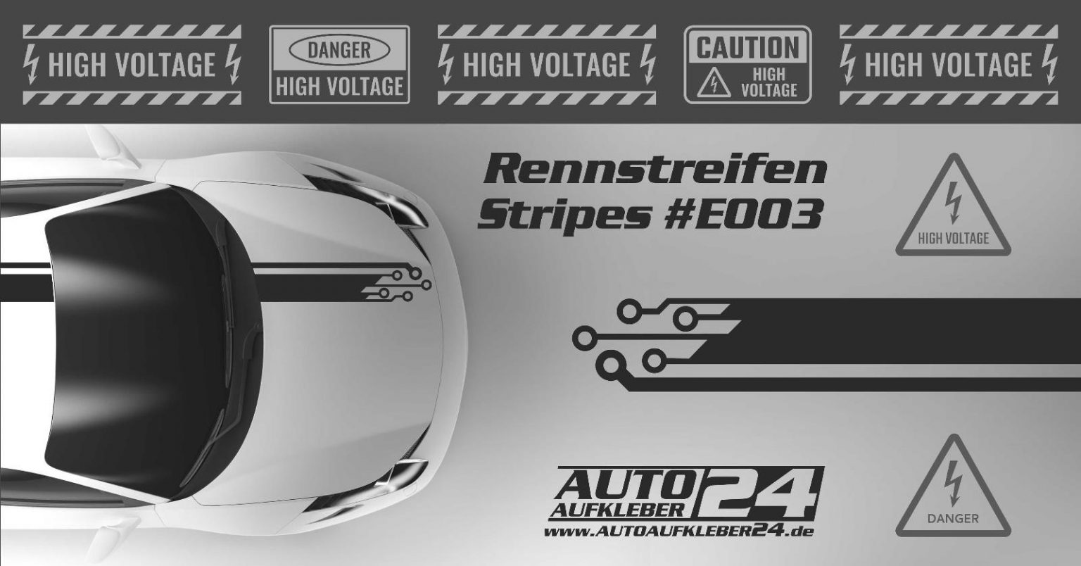 HIGH VOLTAGE DESIGN - Elektro Auto Design - Aufkleber SET #001