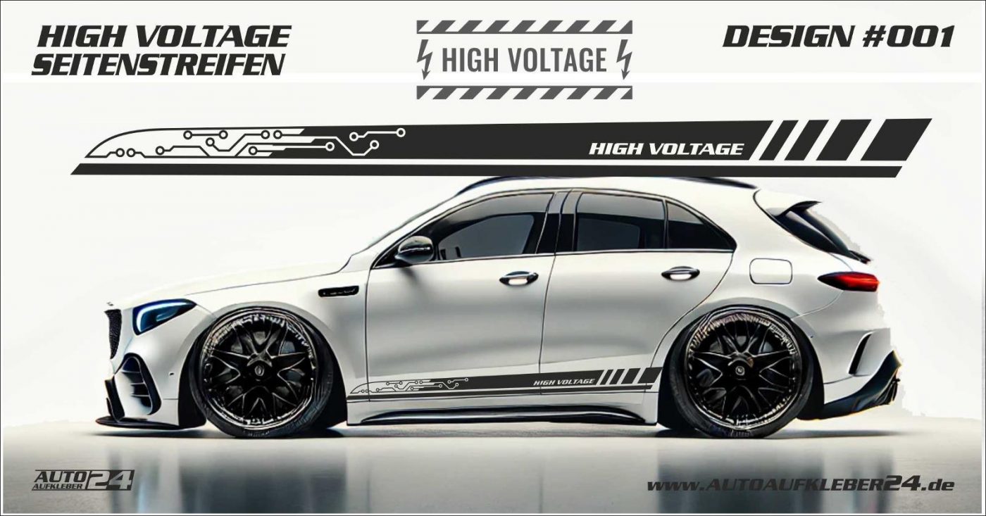 HIGH VOLTAGE DESIGN - Elektro Auto Design - Aufkleber SET #001