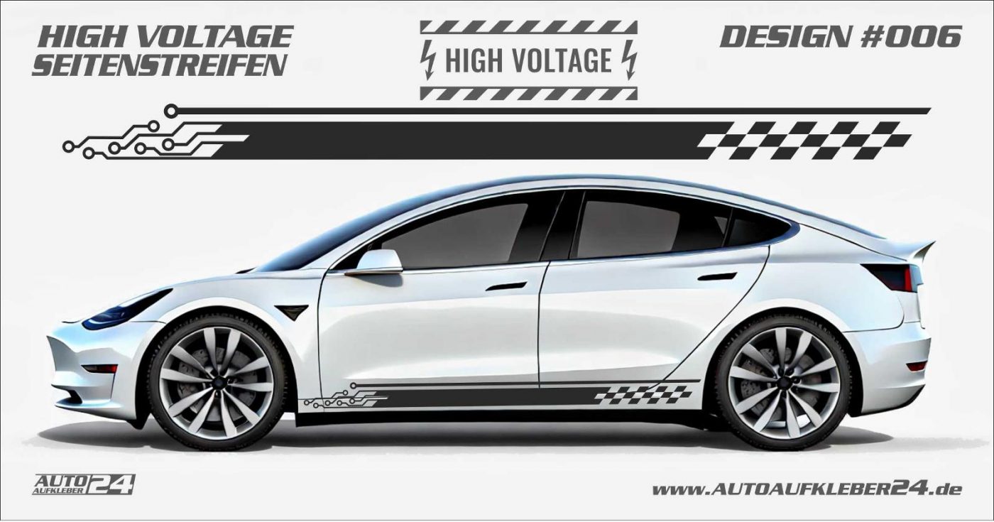 HIGH VOLTAGE DESIGN - Elektro Auto Design - Aufkleber SET #001